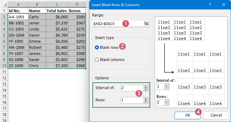 Insert Blank Row After Every Other Row In Excel 4 Ways