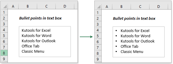 How To Insert Bullet Points In Text Box Or Specify Cells In Excel 
