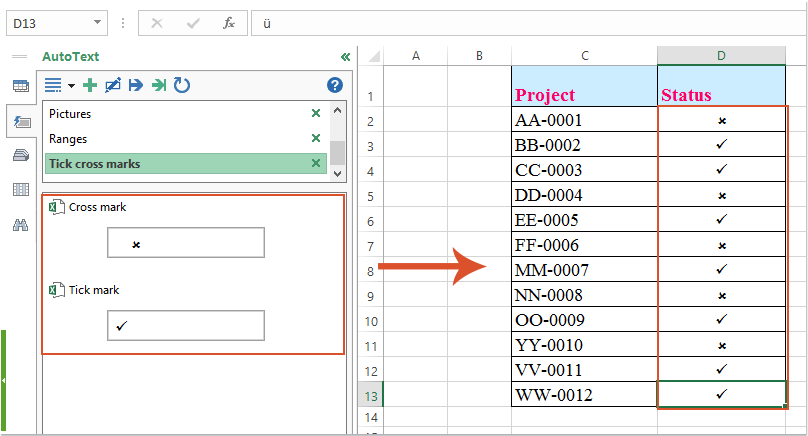 How To Quickly Insert Tick And Cross Marks Into Cells 