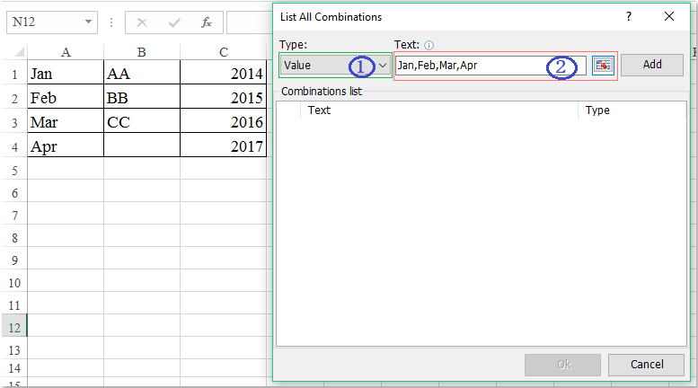 How To List Or Generate All Possible Combinations In Excel 