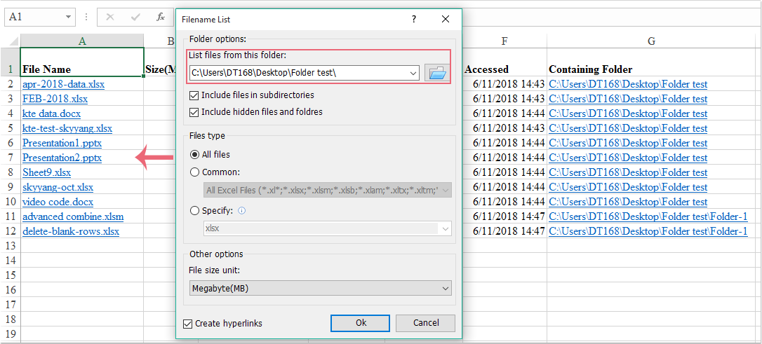 How To List All File Names From A Folder And Sub folders Into A Worksheet 