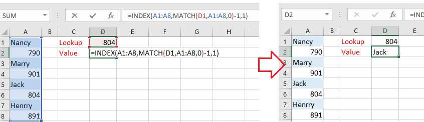 How To Look Up A Value And Return The Cell Above Or Below In Excel 