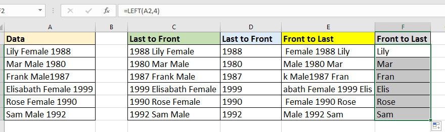 How To Move Last Character To Front Of A Cell Or Another Column In Excel 