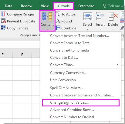 How to move minus sign from right to left/back to front in Excel?