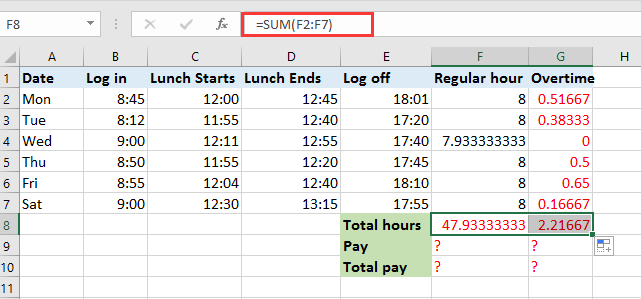 Overtime Formula In Excel Excel Templates