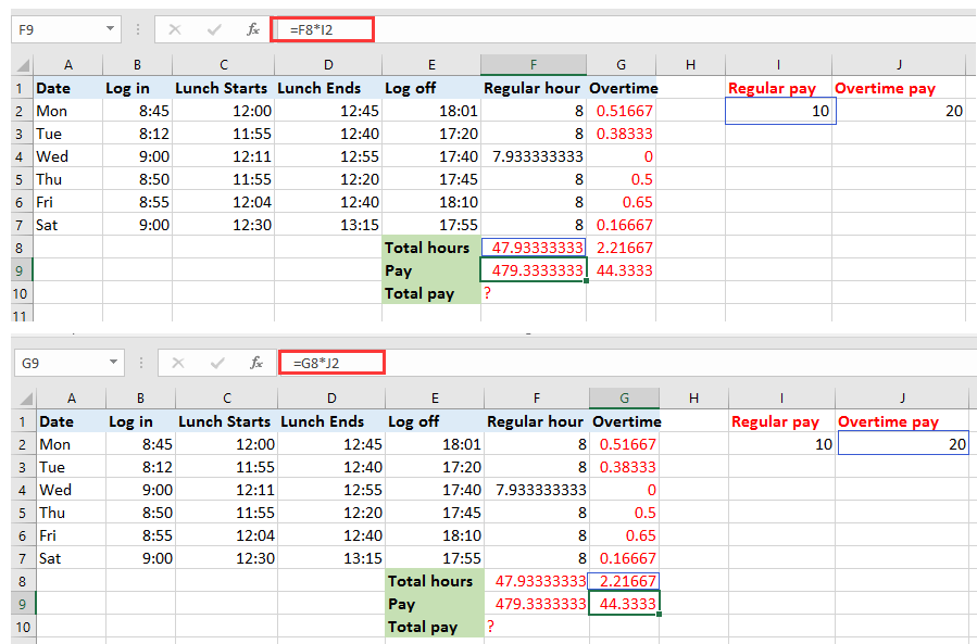 How To Quickly Calculate The Overtime And Payment In Excel 