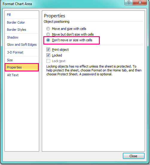 How To Prevent Chart Picture Button From Moving In Excel 