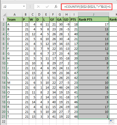 How To Quickly Rank A League Table In Excel 
