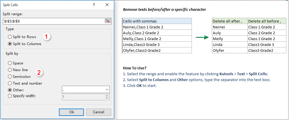 How To Remove Text Before Or After A Specific Character From Cells In 