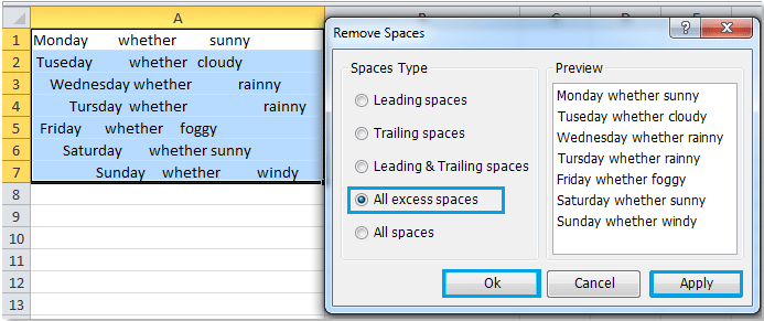 How To Remove Extra Spaces Between Words In Cells In Excel 