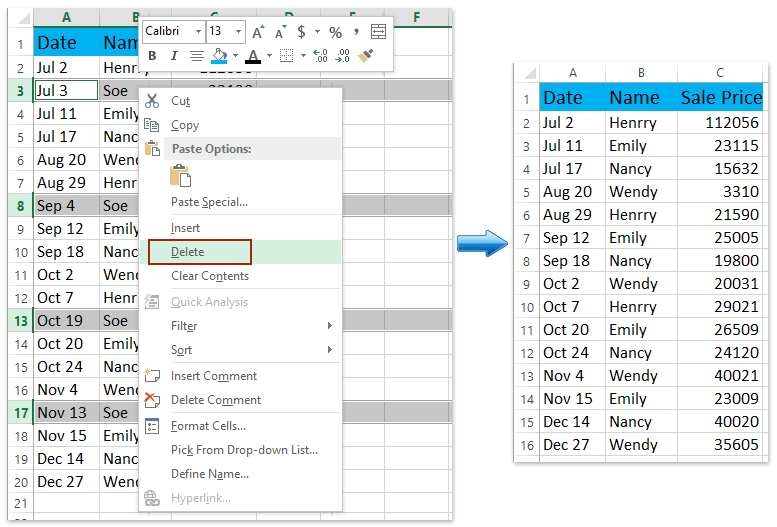 How To Remove Rows Based On Cell Value In Excel 