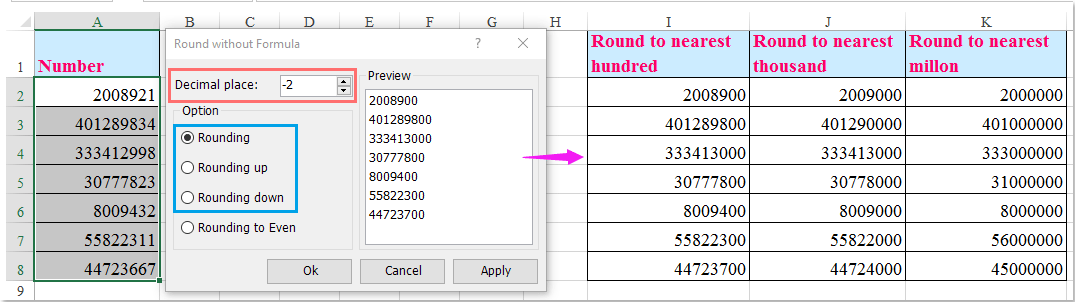 How To Round Numbers To Nearest Hundred Thousand Million In Excel 