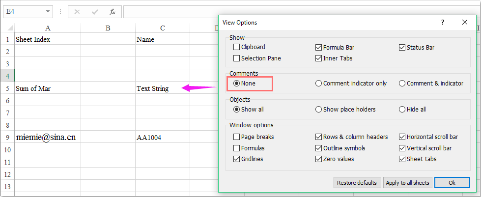 How To Show Or Hide All Comments And Comment Indicators In Excel