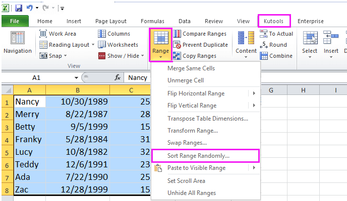 How To Shuffle Rows columns a Range Of Cells Randomly In Excel 