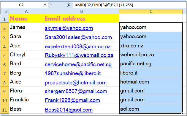 How To Sort Email Address By Domain In Excel 