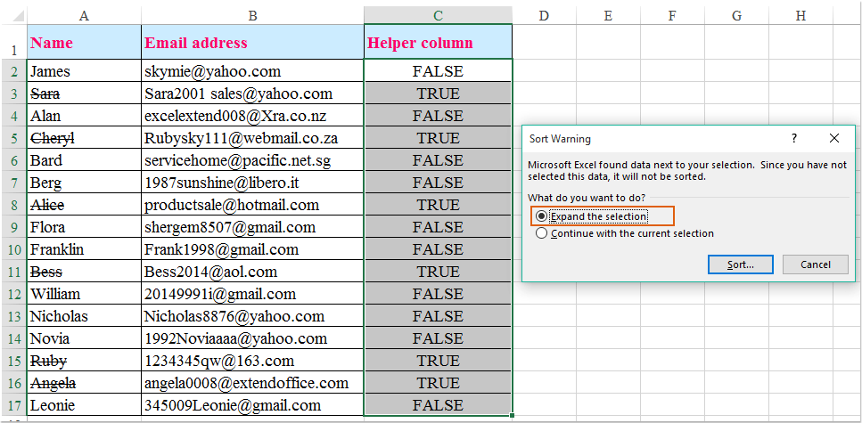 How To Sort Or Filter Data By Strikethrough In Excel 