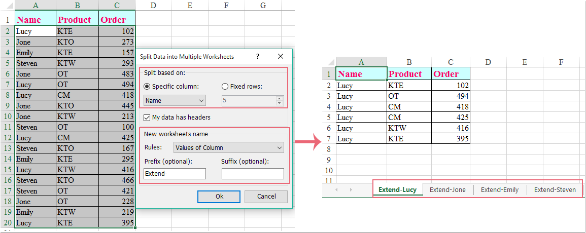 How To Split Data Into Multiple Worksheets Based On Column In Excel 