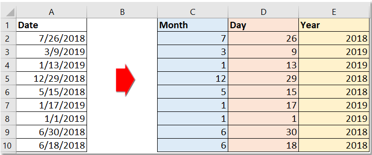 How To Quickly Split Date Into Separate Day Month And Year In Excel Images