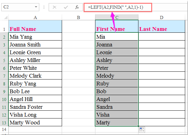 How To Split Full Name To First And Last Name In Excel 
