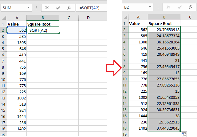 How To Quickly Calculate The Square Root Of A Value In Excel 