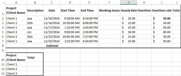 Billable Hours Template