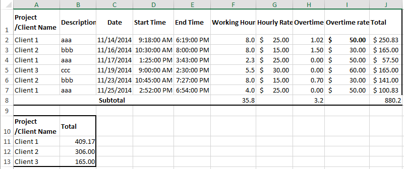 How To Create Billable Hours Template In Excel 