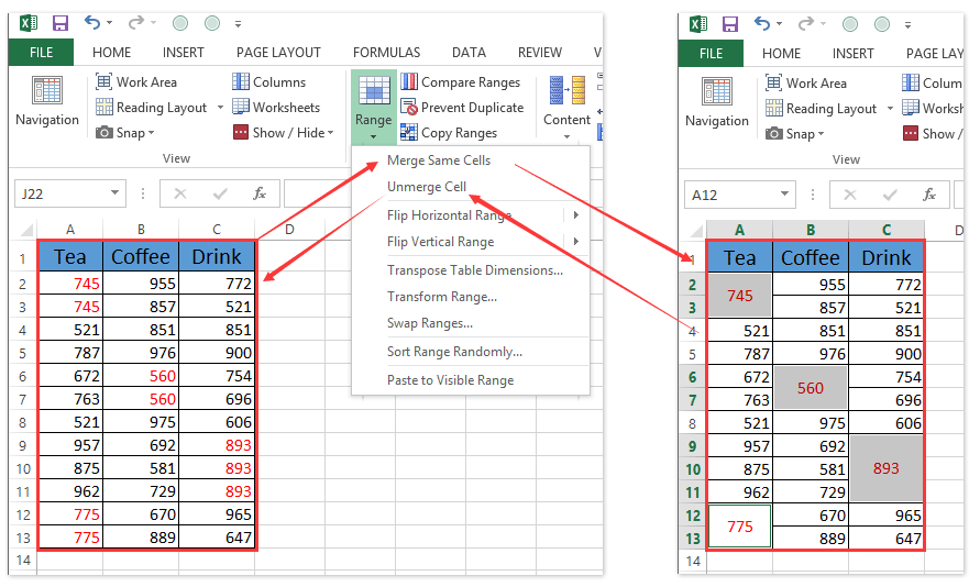 Wie Entfernen Oder Teilen Sie Alle Verbundenen Zellen In Excel 