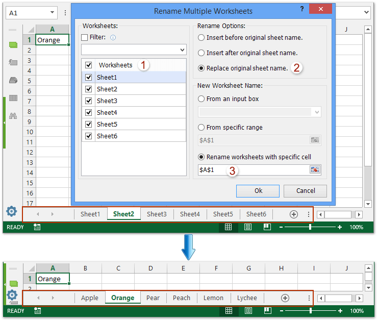 How To Name Sheets Based On Cell Values from List In Excel 