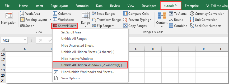 How to show or unhide the hidden workbooks in Excel?