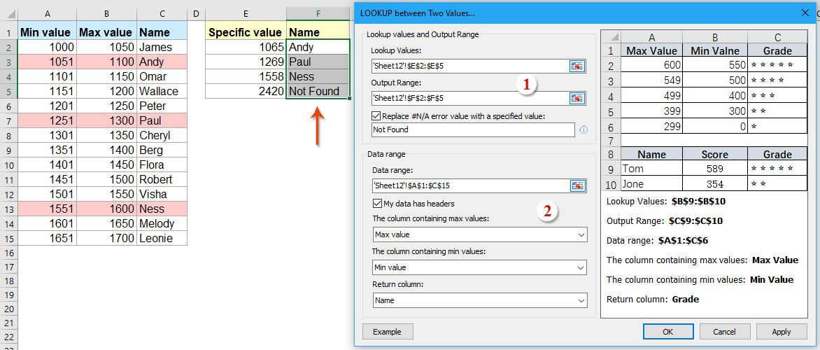 How To Vlookup And Return Matching Data Between Two Values In Excel 