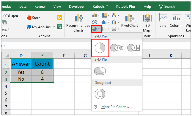 How To Create A Pie Chart For YES NO Answers In Excel 