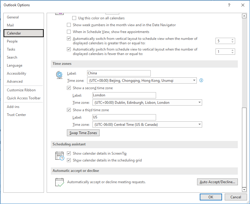 How To Add Multiple Time Zones In Outlook Calendar