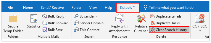 How to clear or remove recent search history (search cache) in Outlook?