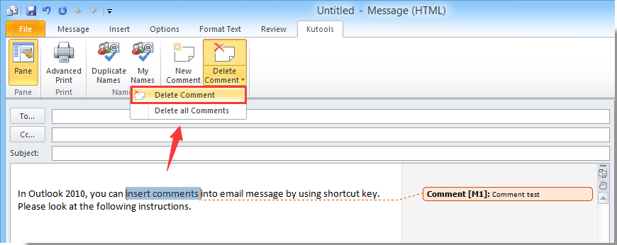 How To Insert Comment Callouts Into Email Message In Outlook 