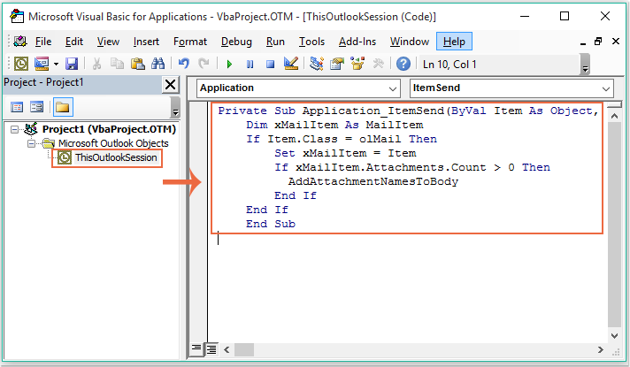 How to list all attachment names into message body when composing email in Outlook?