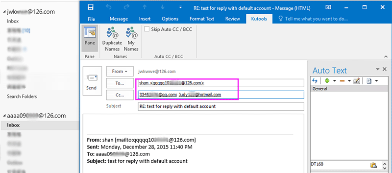 How to check recipient addresses before sending through Outlook?