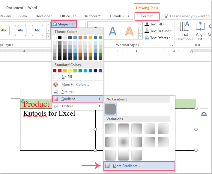 How To Apply Gradient Fill To A Table In Word Document 