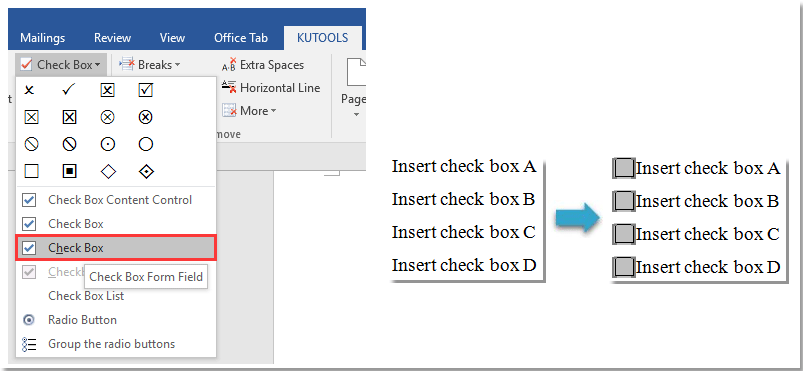 How To Insert Check Box Form Field In Word Document 