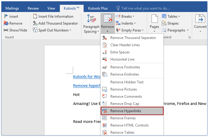 How To Remove All Hyperlinks In Word 