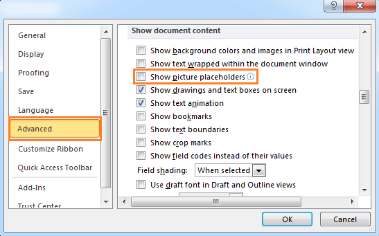 How To Show Or Hide Picture Placeholders In Word 