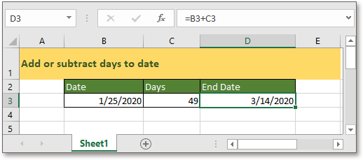 Excel Formula Add Or Subtract Days To Date
