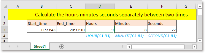 Excel Formula Calculate Hours Minutes Seconds Between Two Times