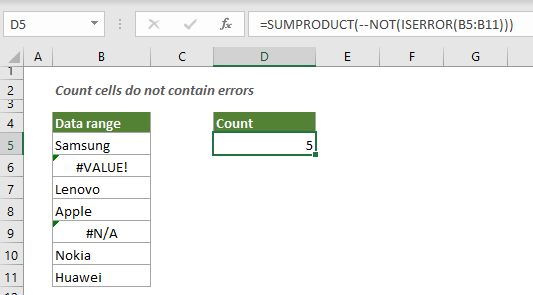 Count Cells That Do Not Contain Errors In A Specified Range