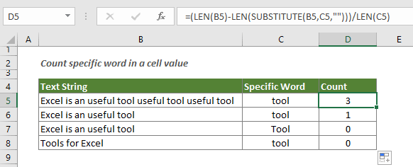 Count Specific Words In A Cell In Excel