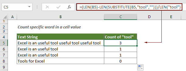 Count Specific Words In A Cell In Excel