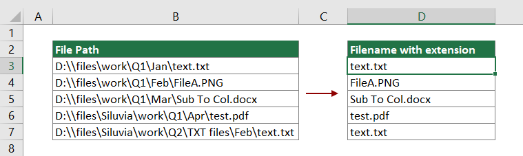 Extract Filename From A Path In Excel