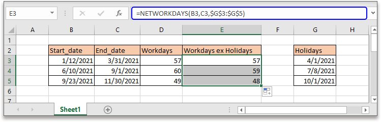 Excel Formula Get Number Of Workdays Between Two Dates