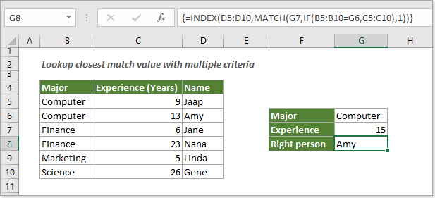 Lookup Closest Match Value With Multiple Criteria