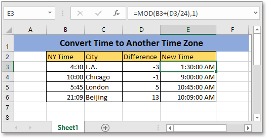 Excel Formula Convert Time To Another Time Zone