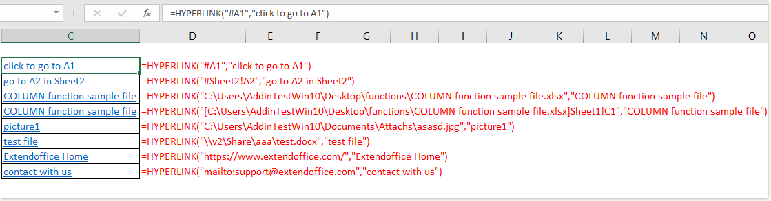  Excel HYPERLINK 